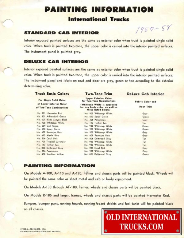 Colour Charts • International Truck Paint Codes