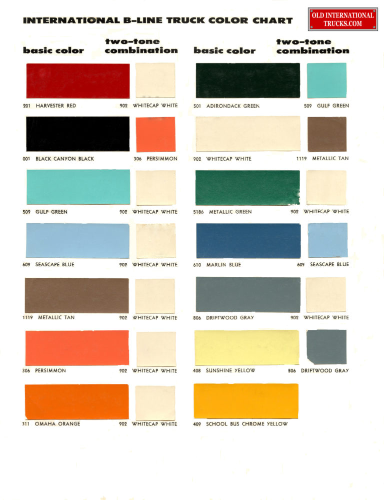 Colour Charts • International Truck Paint Codes