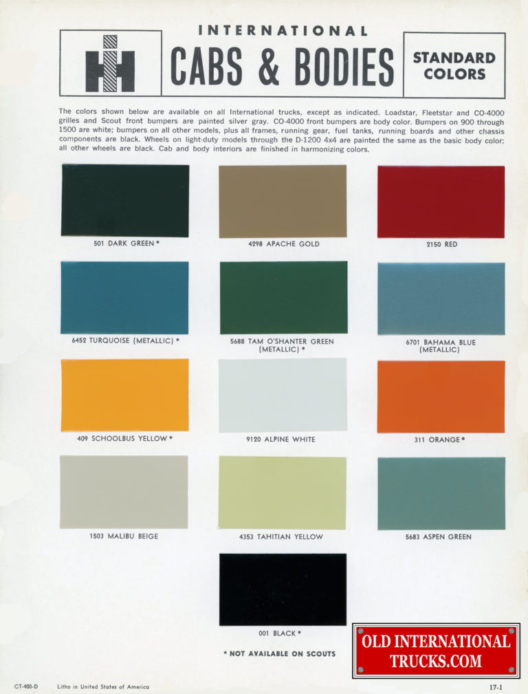 Colour Charts • International Truck Paint Codes